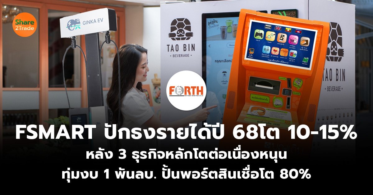 FSMART ปักธงรายได้ปี 68โต 10-15% หลัง 3 ธุรกิจหลักโตต่อเนื่องหนุน ทุ่มงบ 1 พันลบ. ปั้นพอร์ต ...